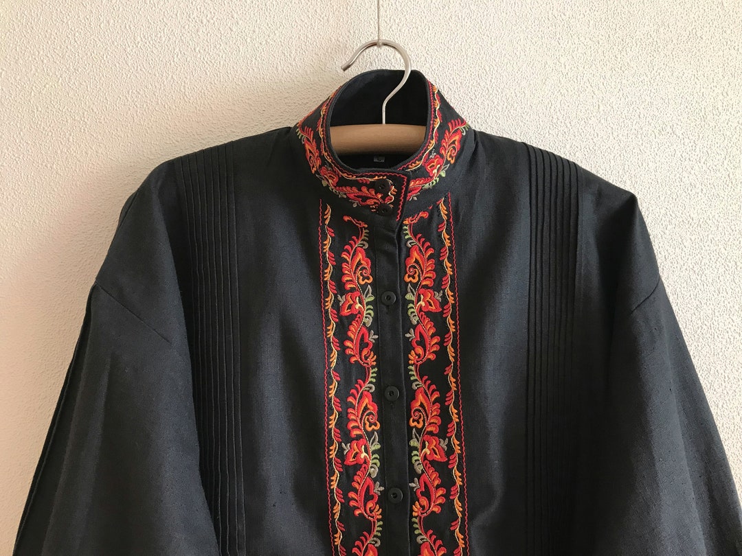 NOS Norway Bunad Blouse Black Bunad Shirt Embroidered Norway Blouse ...