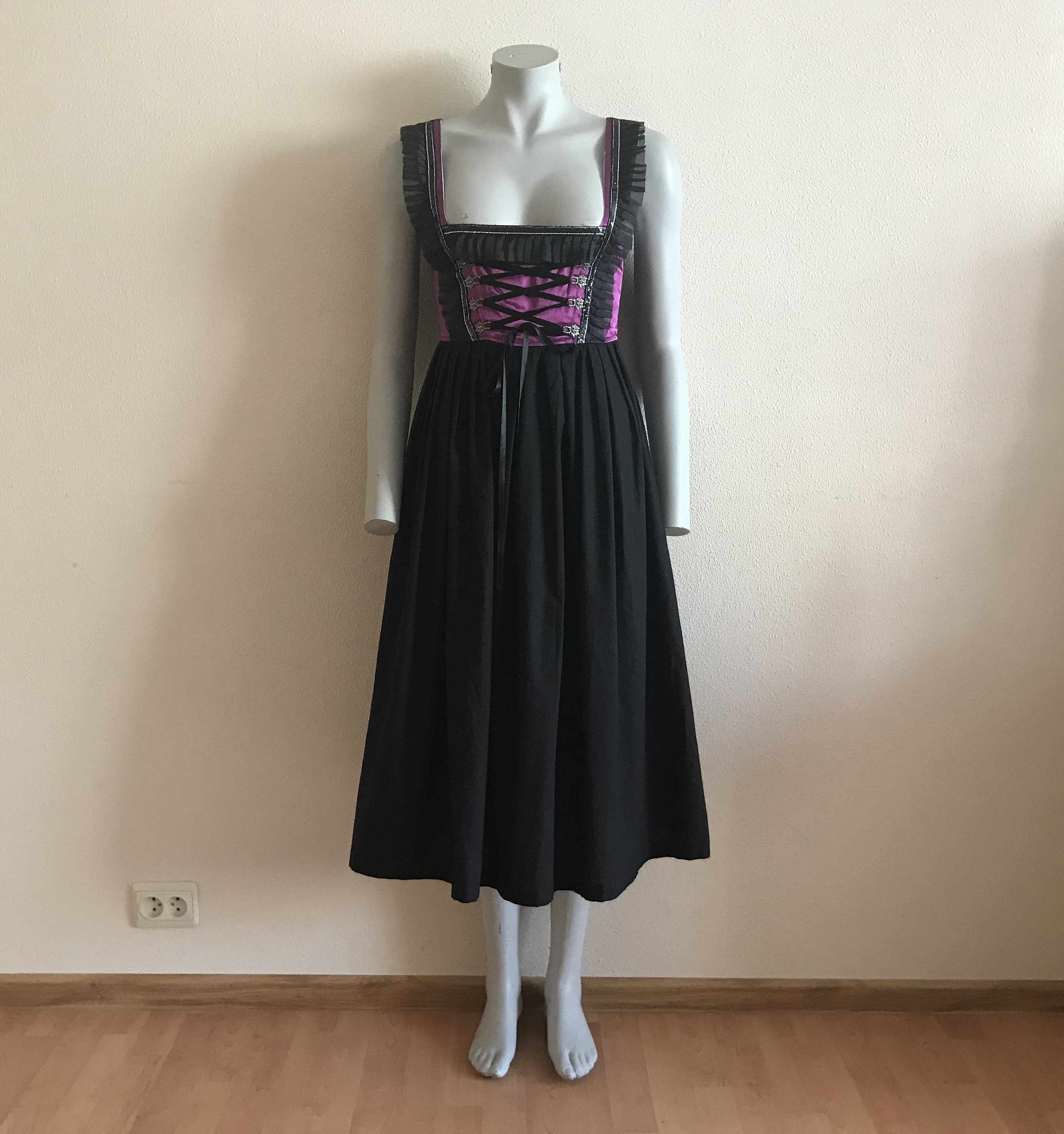 Black Dirndl Dress Vintage Dirndl Dress Black With Purple - Etsy
