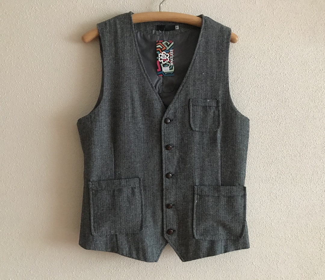 Men's Vest Grey Vest Gray Gentlemen's Vest Mens Waistcoat Formal Fitted ...