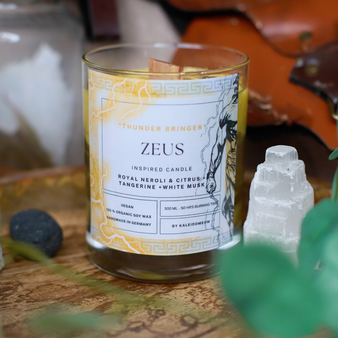 ZEUS Inspired Scented Candle - 'thunderbringer' EPIC Greek Mythology ...