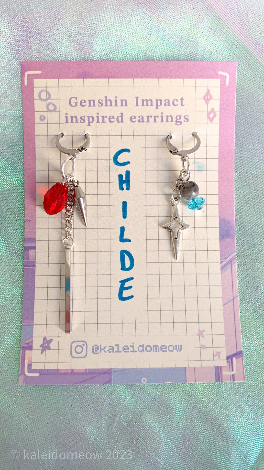 Childe / Tartaglia inspired earrings Genshin impact inspired jewelry ...