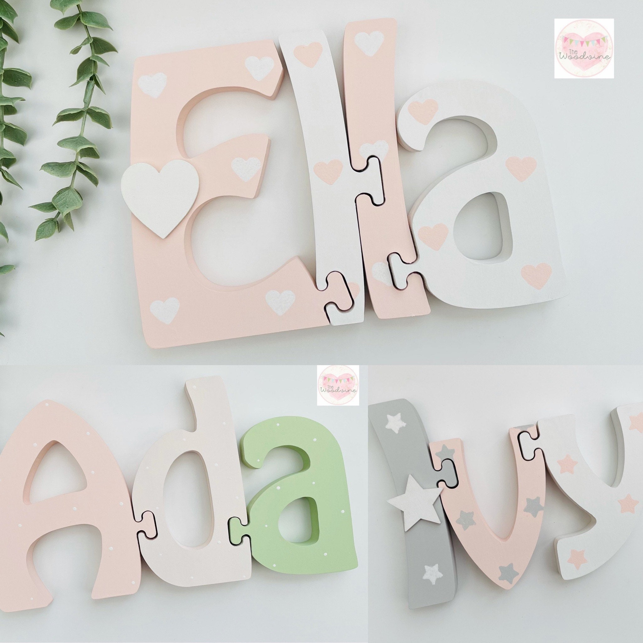 Wooden Jigsaw Name childs bedroom decor nursery decor | Etsy