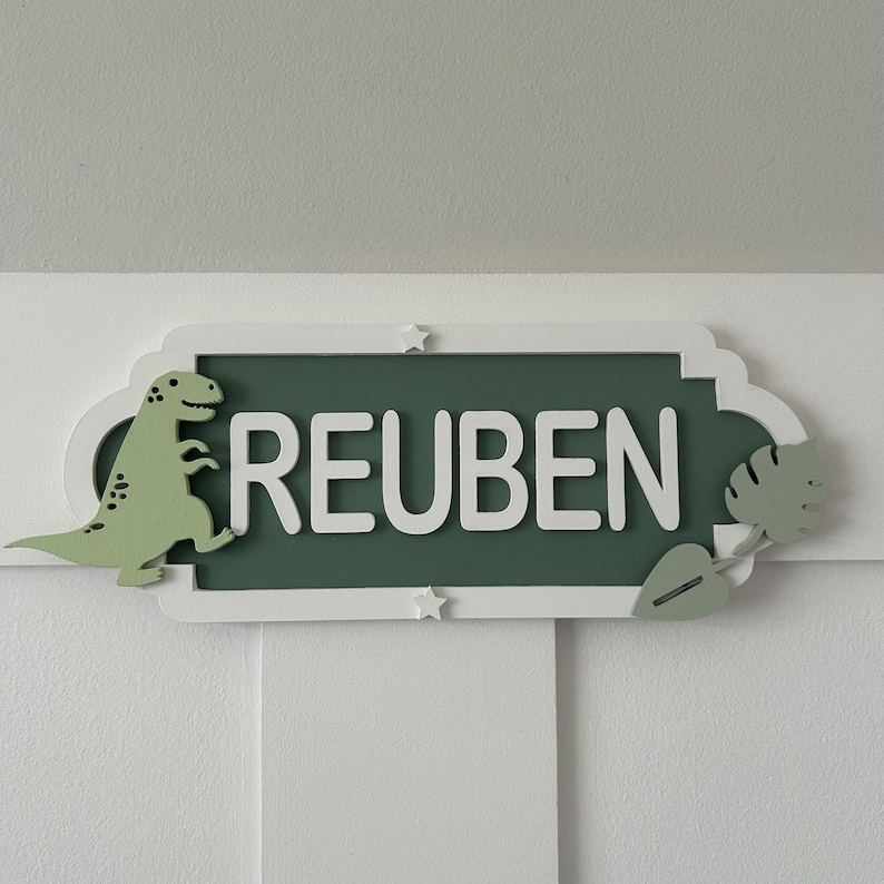 Personalised Dinosaur Name Sign for Kids’ Bedrooms, Nursery Wall or ...