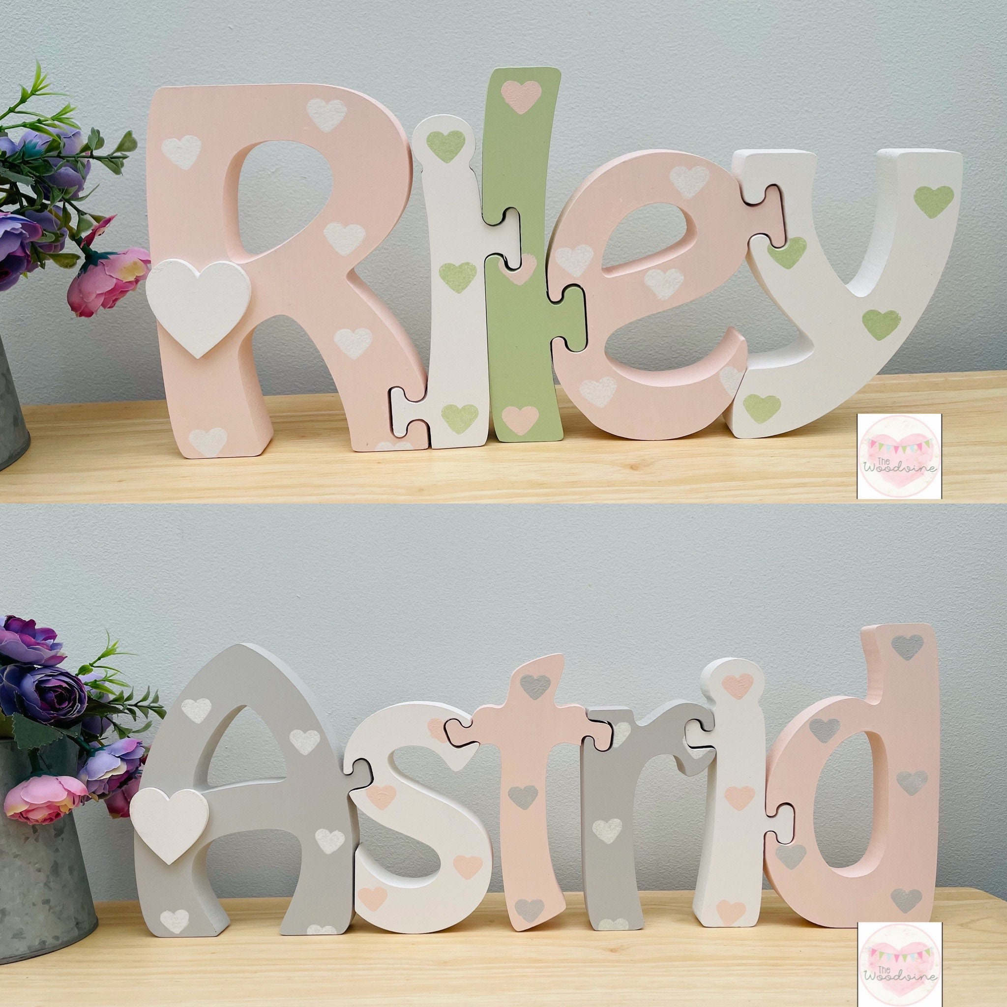 Wooden Jigsaw Name childs bedroom decor nursery decor | Etsy