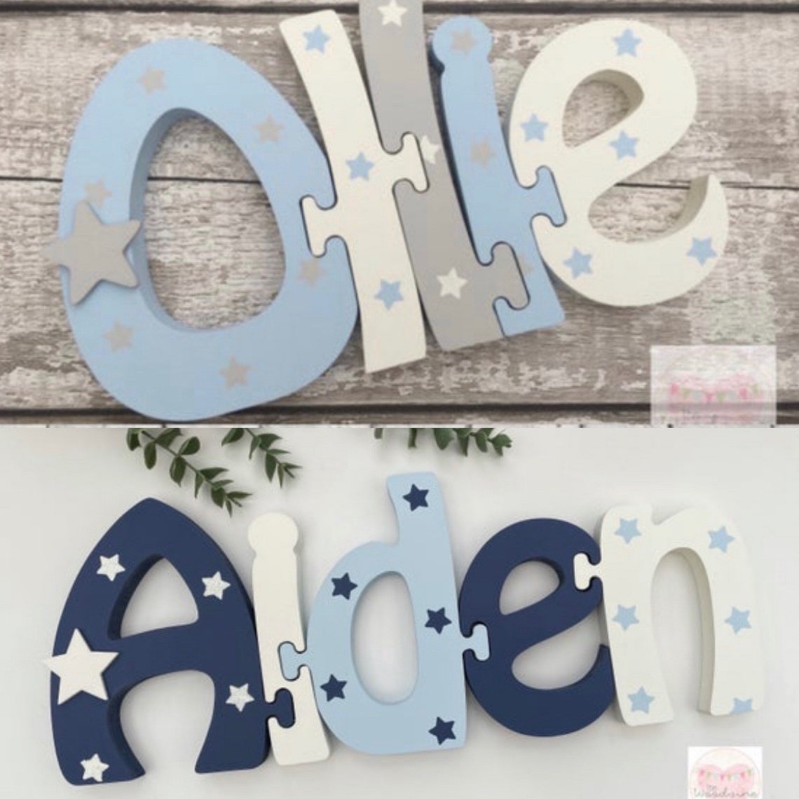 Wooden Jigsaw Name childs bedroom decor nursery decor | Etsy