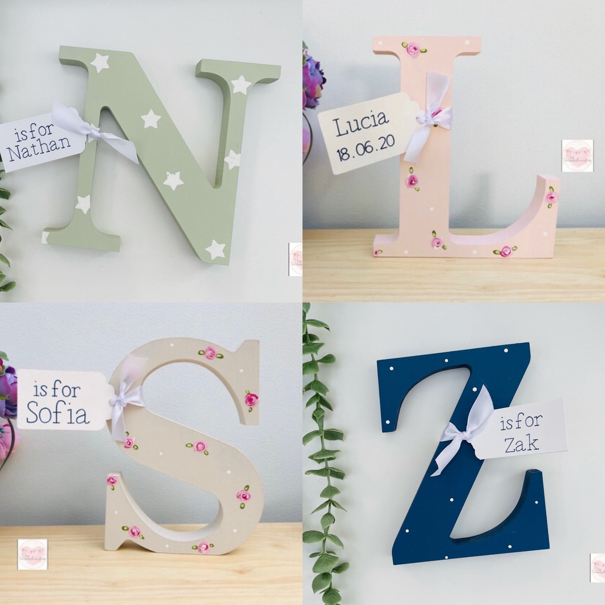 Wood Letter With Card Tag Personalised With a Name and Date of - Etsy UK