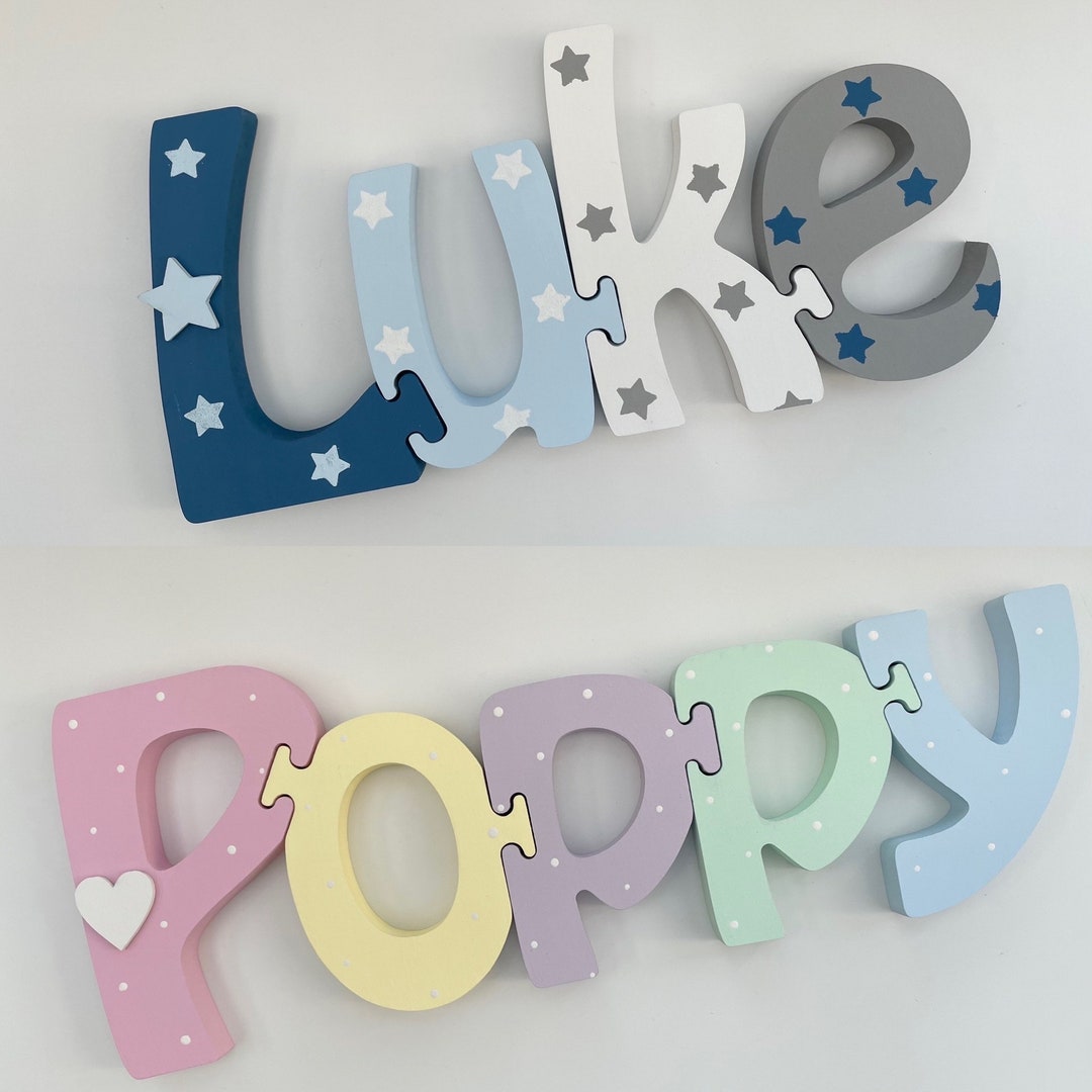 Wooden Jigsaw Name, Childs Bedroom Decor, Nursery Decor, Wooden Name ...