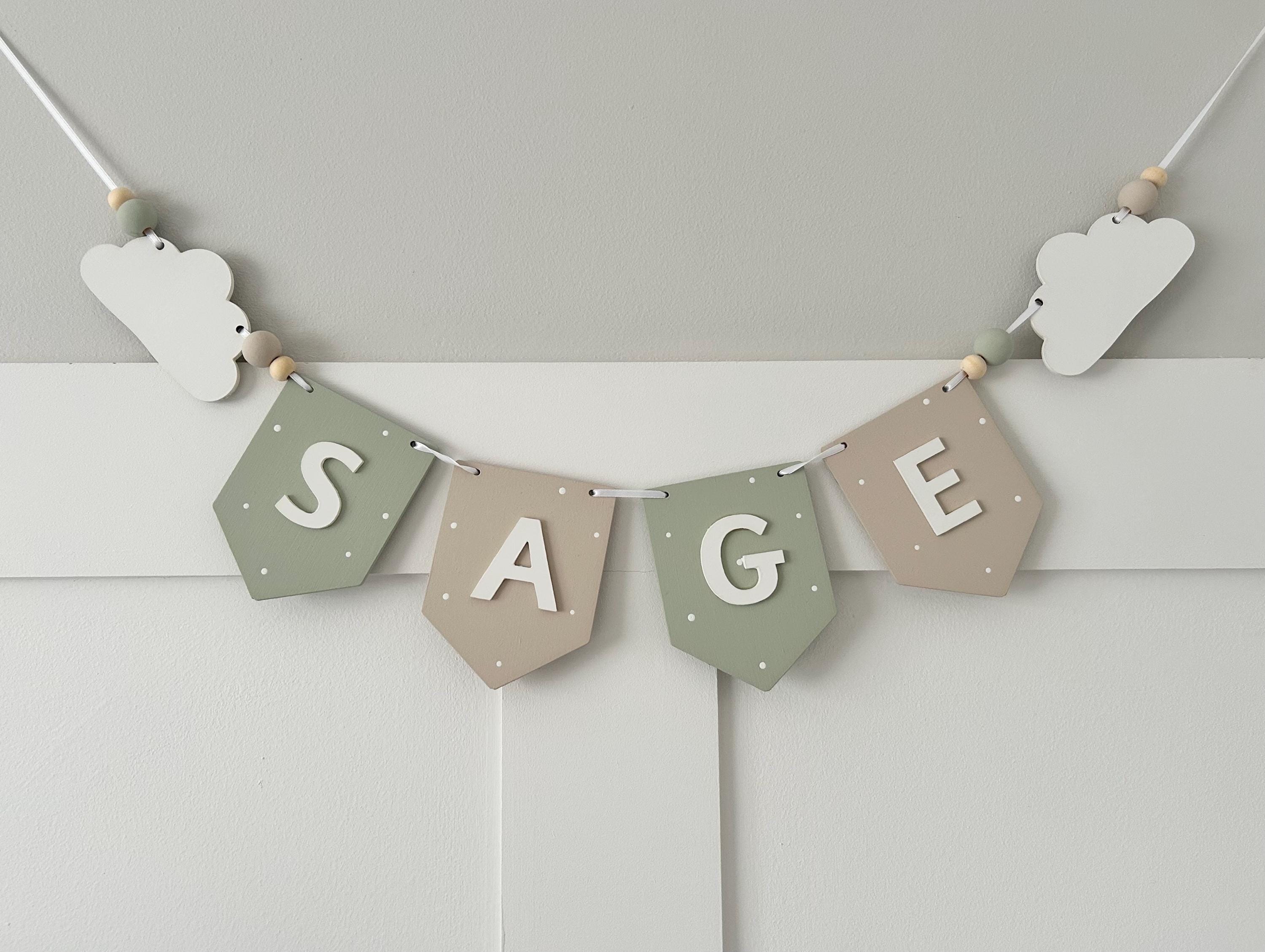 Personalised Name Wooden Bunting With Cloud, Heart, Star, Elephant ...