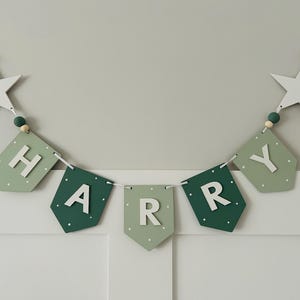 Personalised Name Wooden Bunting With Cloud, Heart, Star, Elephant ...