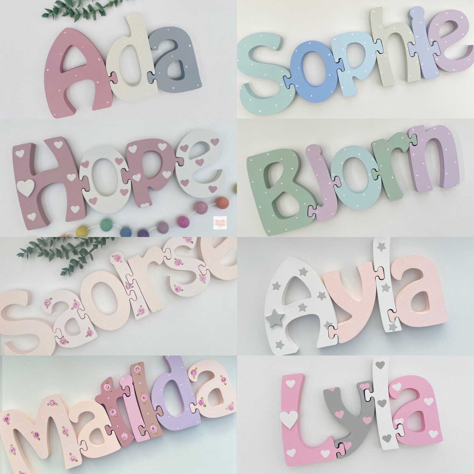 Wooden Jigsaw Name Childs Bedroom Decor Nursery Decor - Etsy