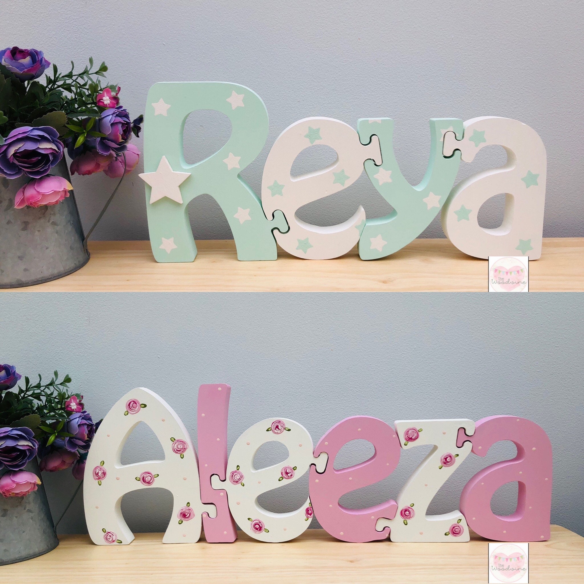 Wooden Jigsaw Name childs bedroom decor nursery decor | Etsy