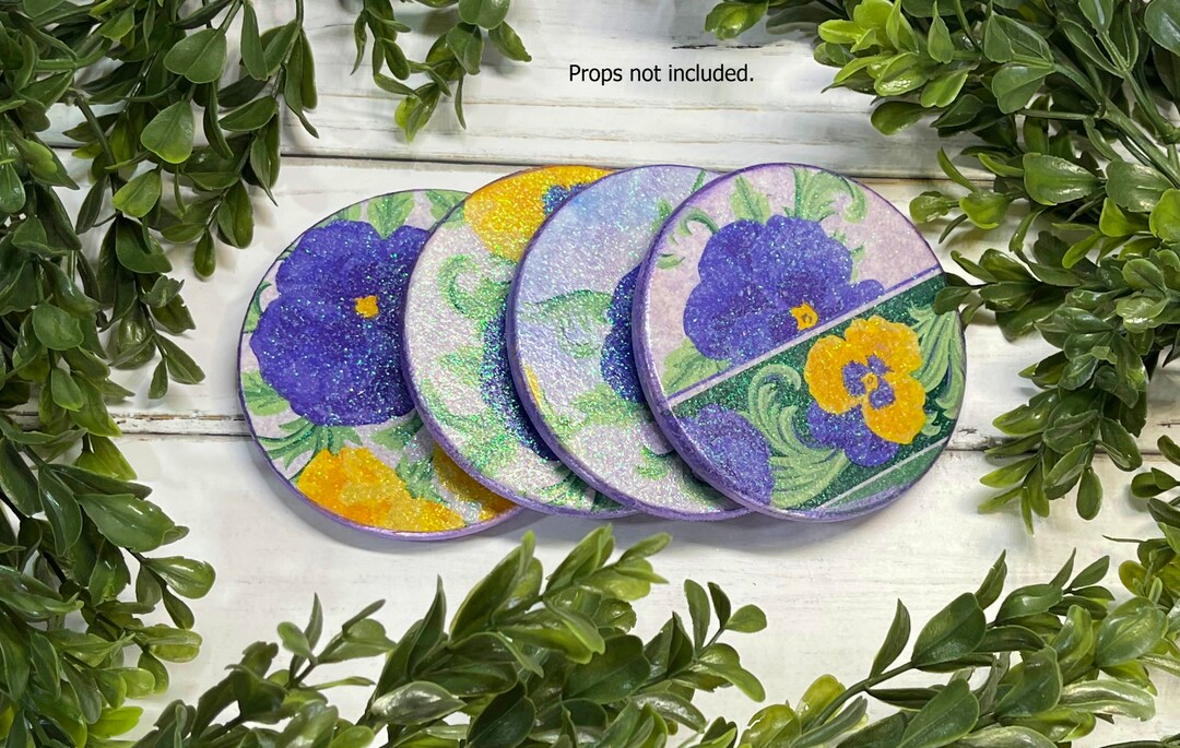 Round Wood Coaster, Coffee Mug Coasters, Decoupage Coasters, Set of ...