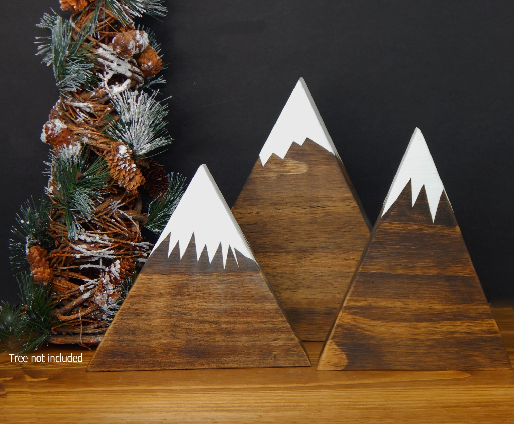 Wood Mountain Set Rustic Decor Christmas Gift Set White | Etsy