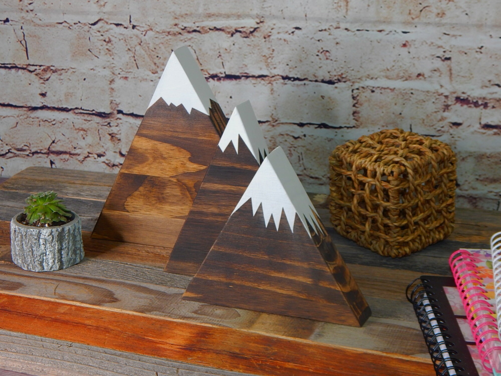 Wood Mountain Set Rustic Decor Christmas Gift Set White | Etsy