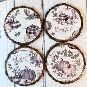 Rustic Decoupage Wood Coasters, Farmhouse Coffee Mug Coasters, Tree ...