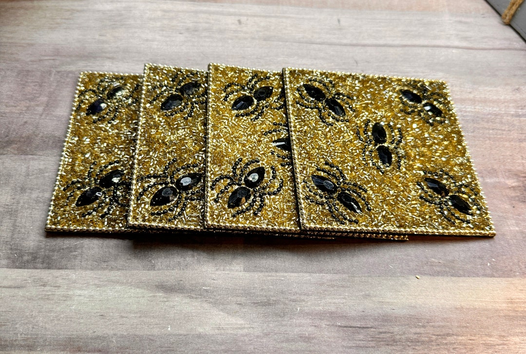 Halloween Spider Beaded Coaster, Creepy Spider Web Coasters, Fancy ...