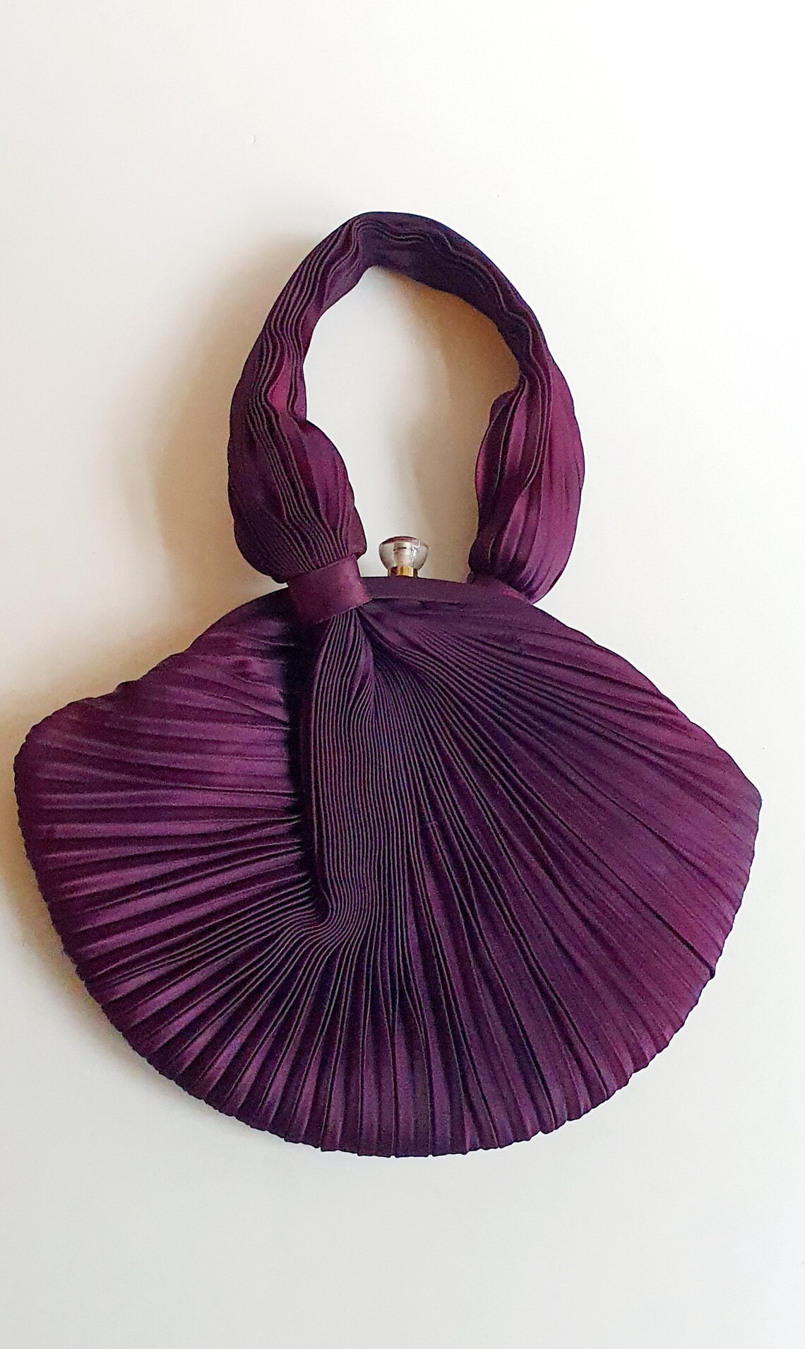 Purple Art Deco Pleated Satin Bag, Lucite Clasp, Made in France, Blue ...