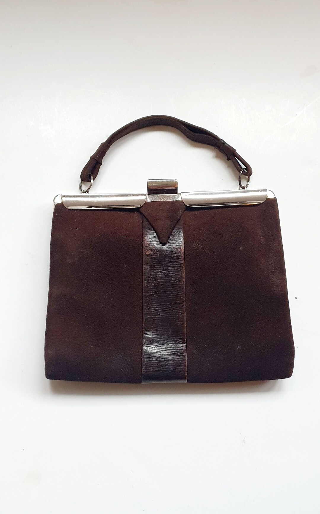 1930s Suede Vintage Bag, Brown and Silver, Evening Bag, Antique Bag ...