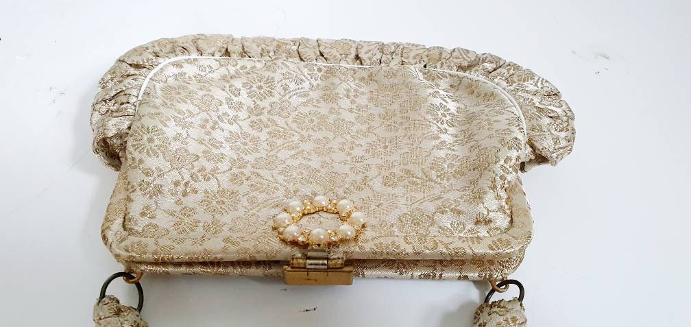 Brocade Vintage Bag 1930's Silver and Gold Evening Bag - Etsy UK