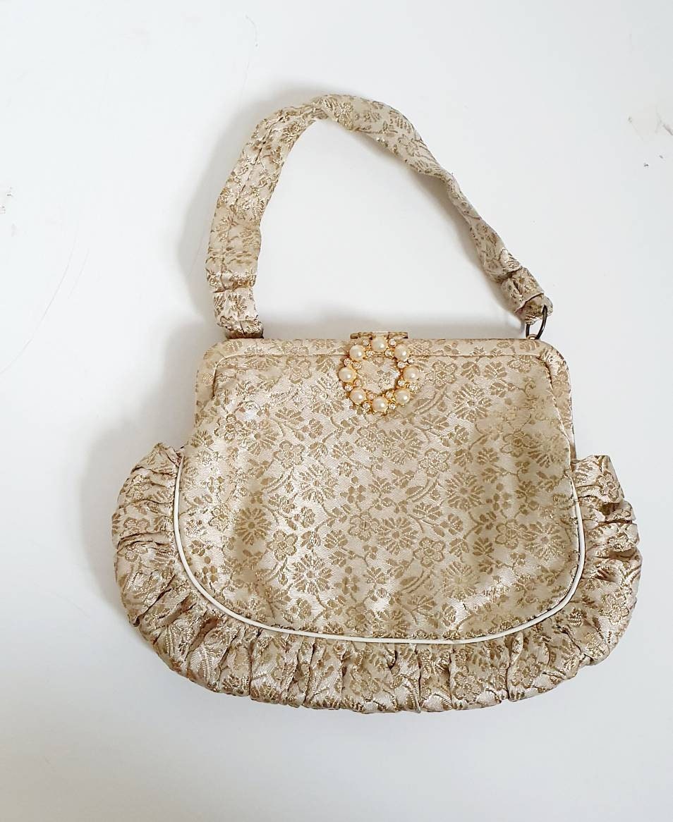Brocade Vintage Bag 1930's Silver and Gold Evening Bag - Etsy UK