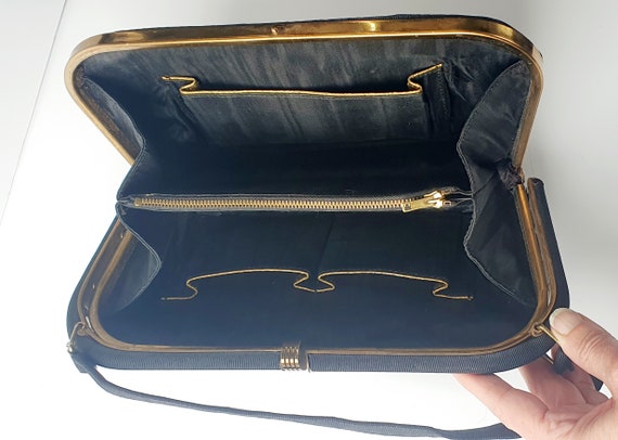 Vintage 1930s Art Deco Black Box Bag: Ribbed Evening … - Gem