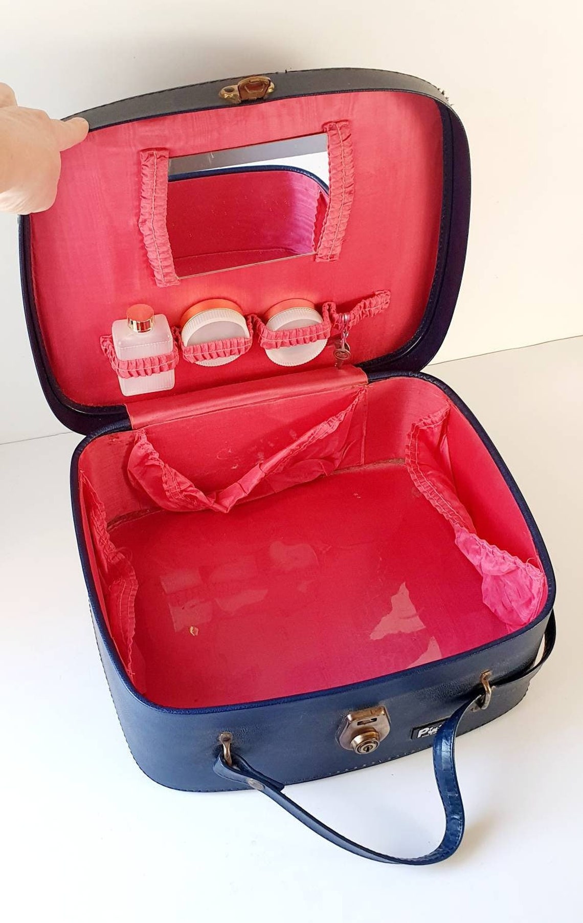Vintage Vanity Case 1960's Navy Original Bottles | Etsy