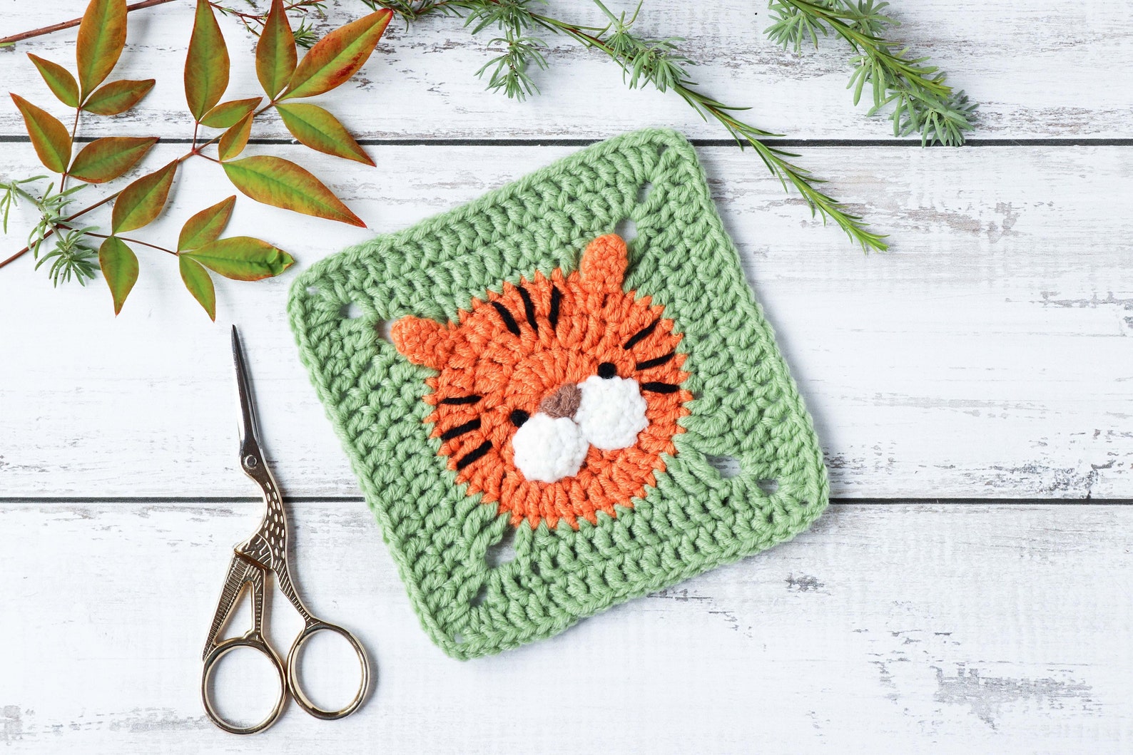 Crochet Tiger Square Pattern // Tiger Granny Square Motif // Crochet ...