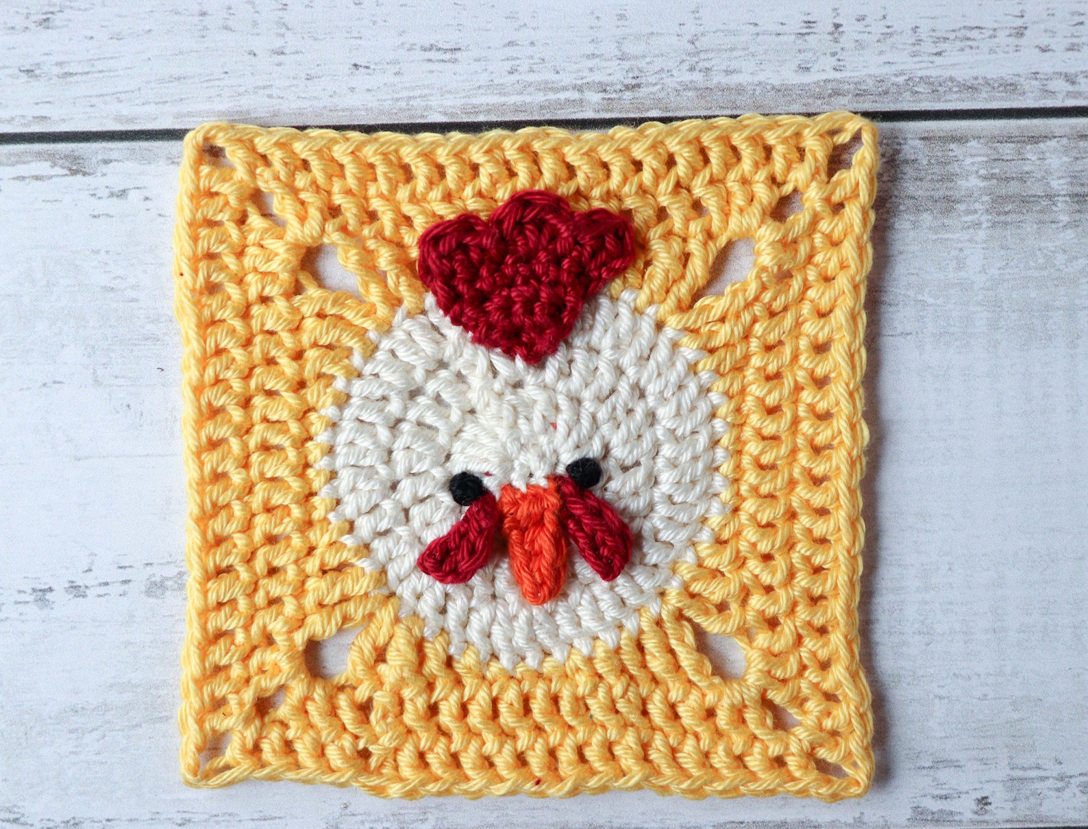 Crochet Chicken Square Pattern // Chicken Granny Square Motif ...