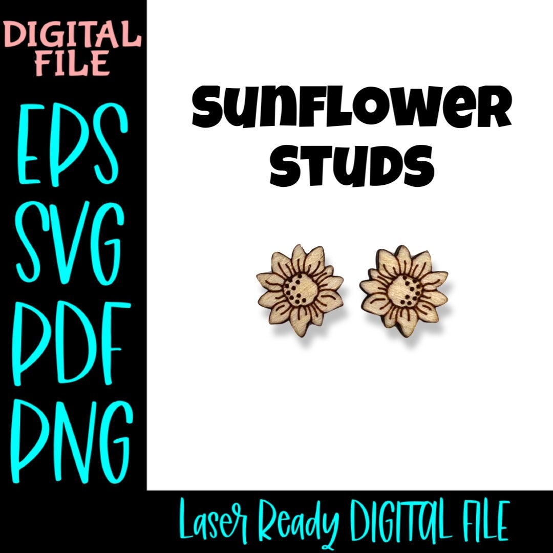 Cute Sunflower Studs SVG EPS PNG Laser Ready File - Etsy
