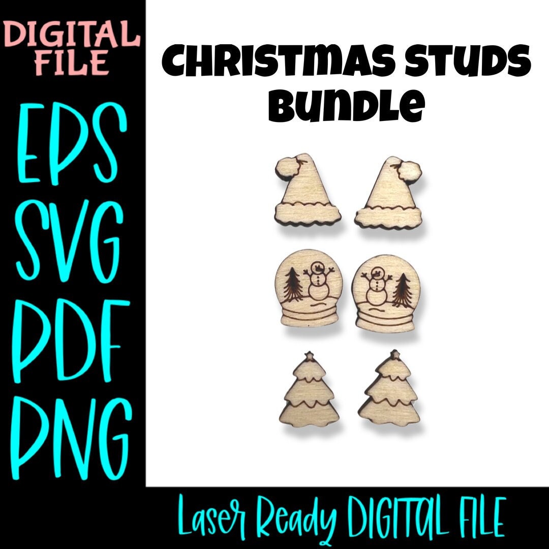 Christmas Bundle Studs SVG PNG EPS Laser Ready Cut and Score File - Etsy