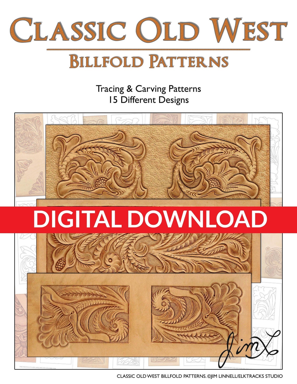 Classic Old West Billfold Patterns - 15 Tracing & Carving Leather ...