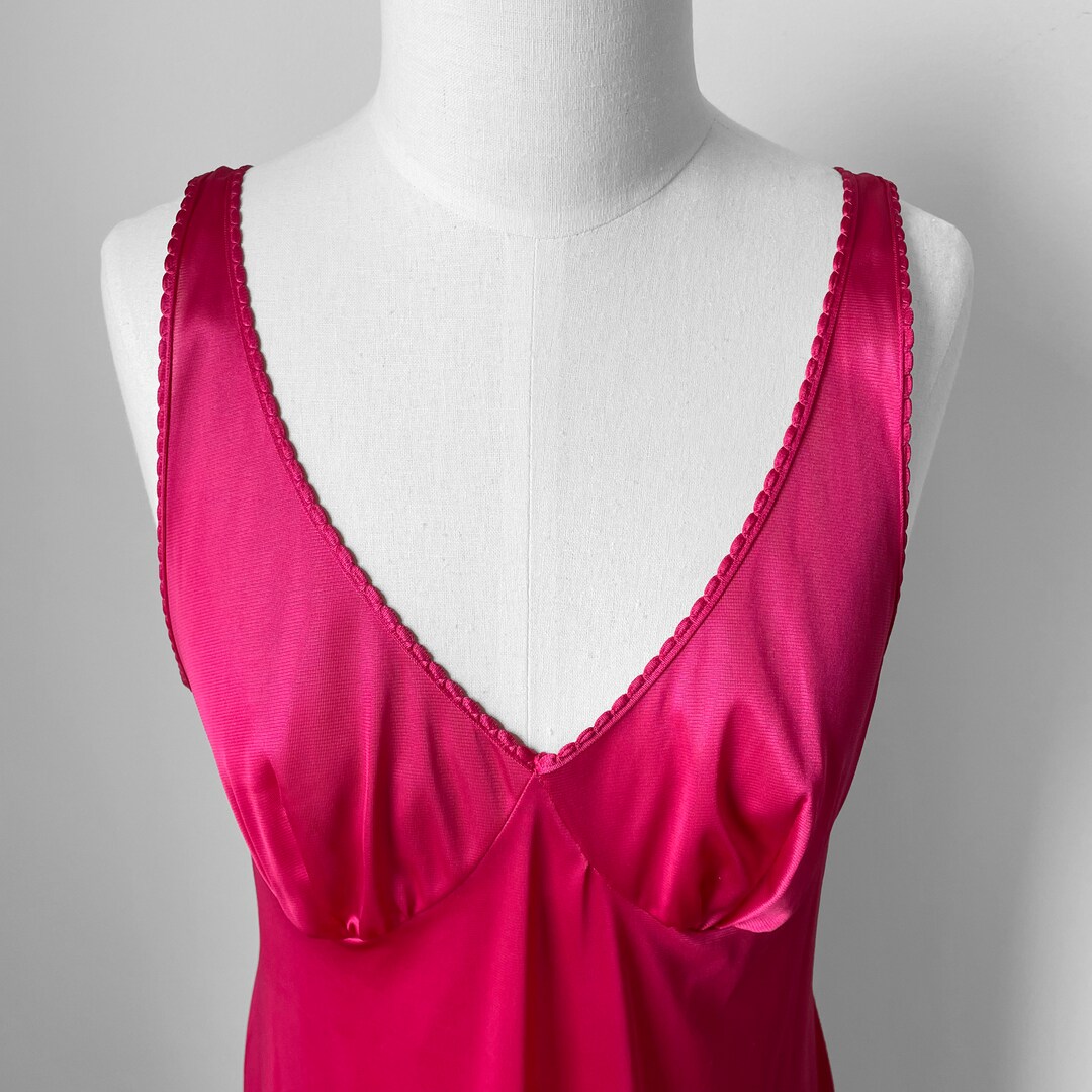 Vintage, 1970s, 70s, Made in Canada, Hot-pink, Fuchsia, Slip, Dress ...