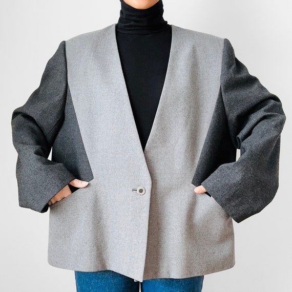 Vintage, 80s, 1980s, Grey, Block Colour, Geometric, S… - Gem