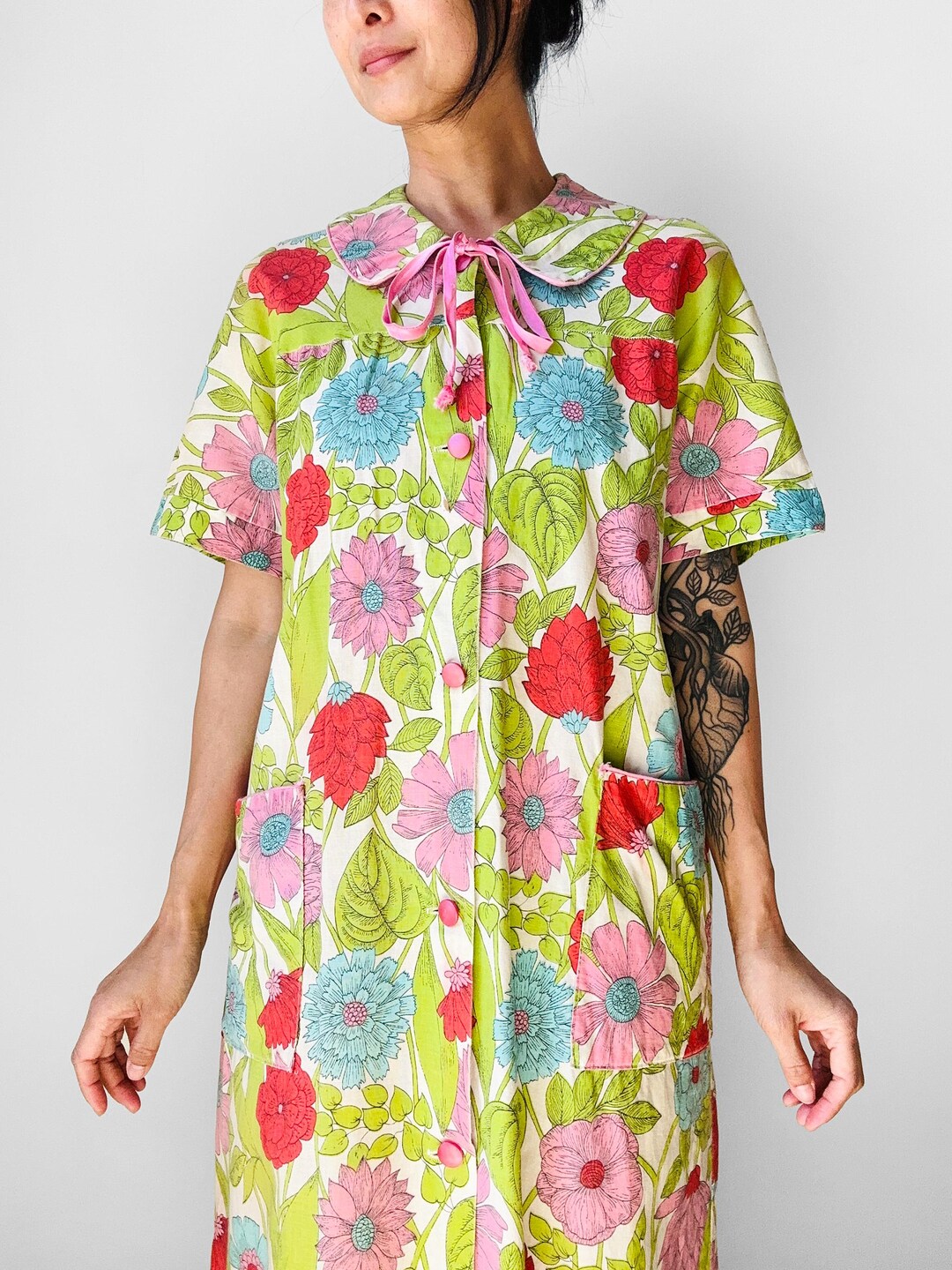 Vintage, 50s, 60s, Floral, Button Front, House Dress - Sz. S/M - Etsy