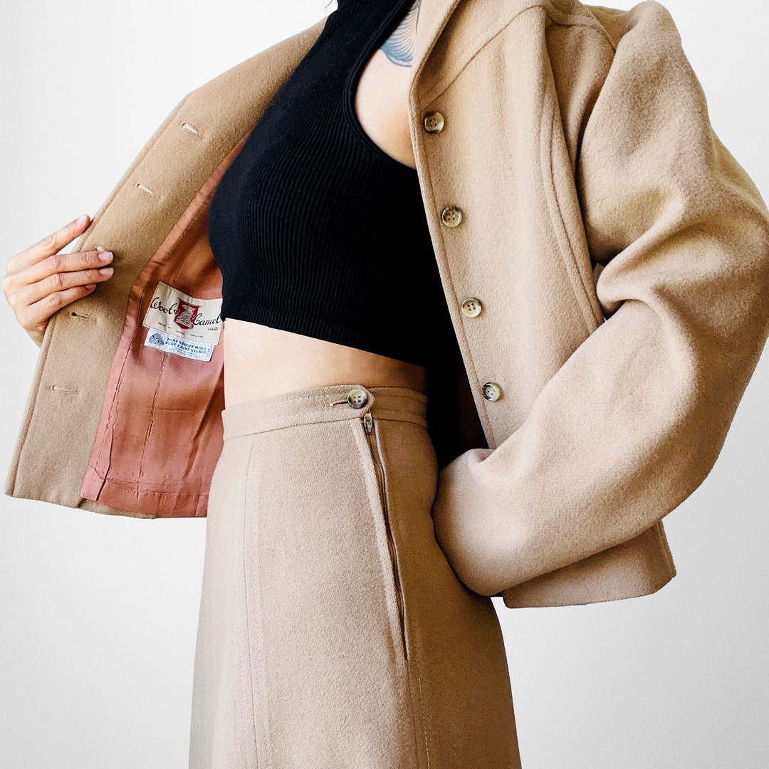 Vintage, 60s, 1960s, Tan, Bernard Cowan, Toronto, Wool, Aline, Skirt ...