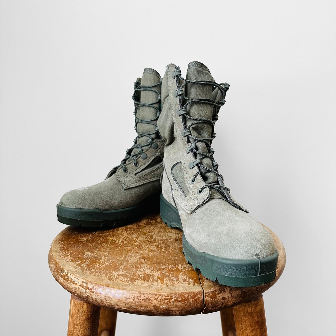 Vintage, Wellco, Sage, Green, Suede, Leather, Military, Air Force, Soft ...