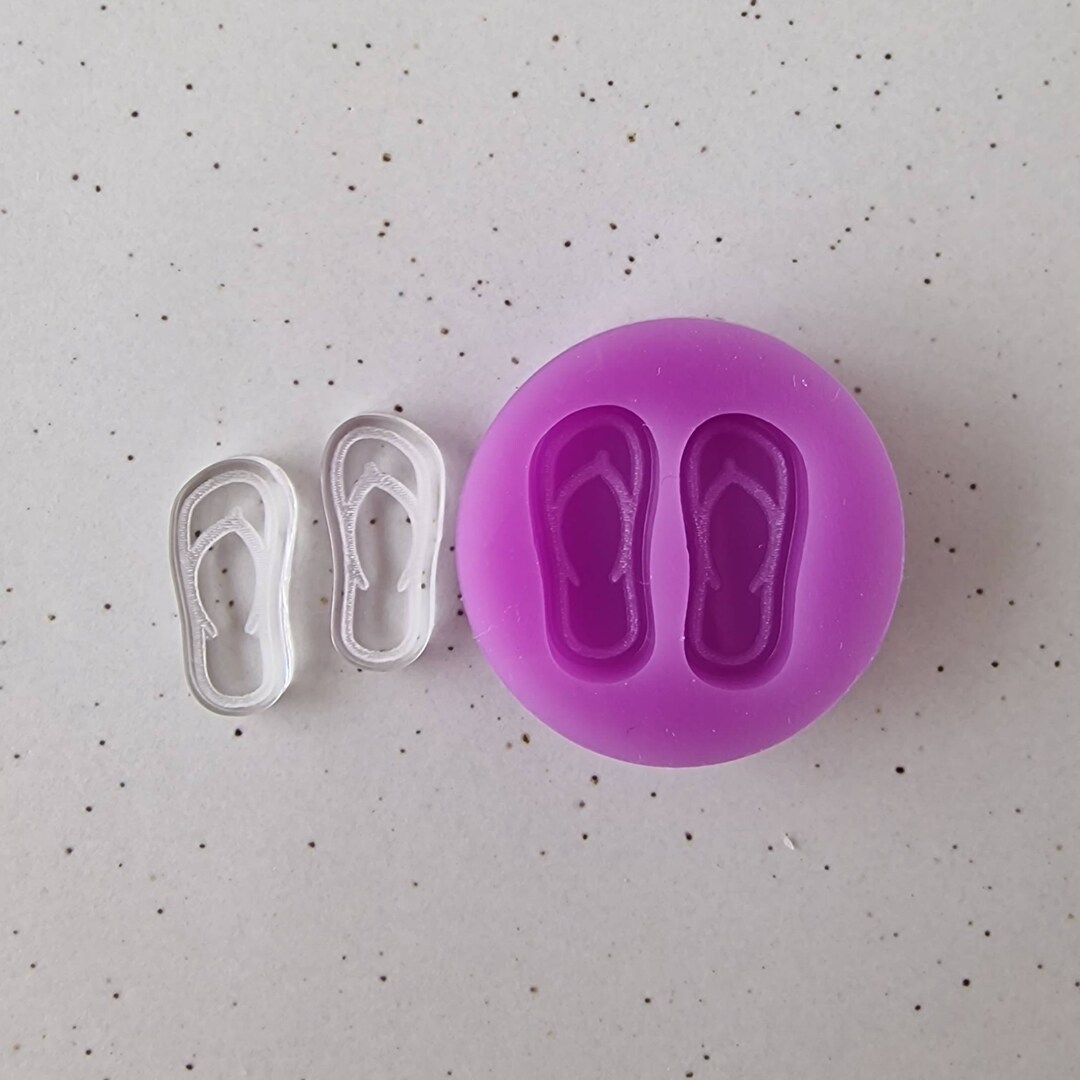 Resin Silicone Mold - 17mm Flip Flops Stud Earrings Mold, Summer ...