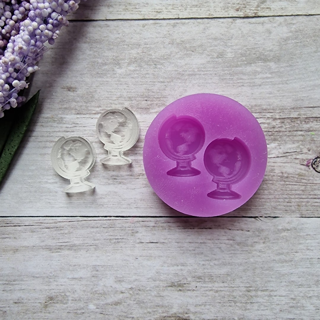Resin Silicone Mold - 15mm Globe Mould, Back to School Resin Mold, Map ...