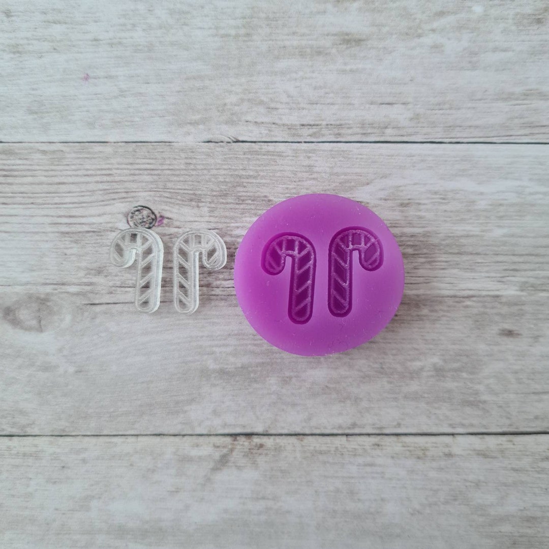 Resin Silicone Mold - 14mm Candy Cane Stud Earrings Mold, Flexible ...