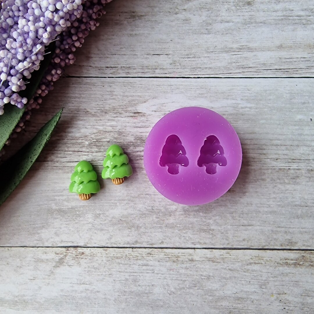 Resin Silicone Mold, 12mm Christmas Tree Stud Earrings Mold, Flexible ...