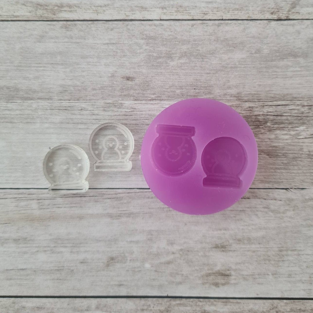Earrings Stud Mold - 15mm Snow Globe Mold, Flexible Silicone Mold ...