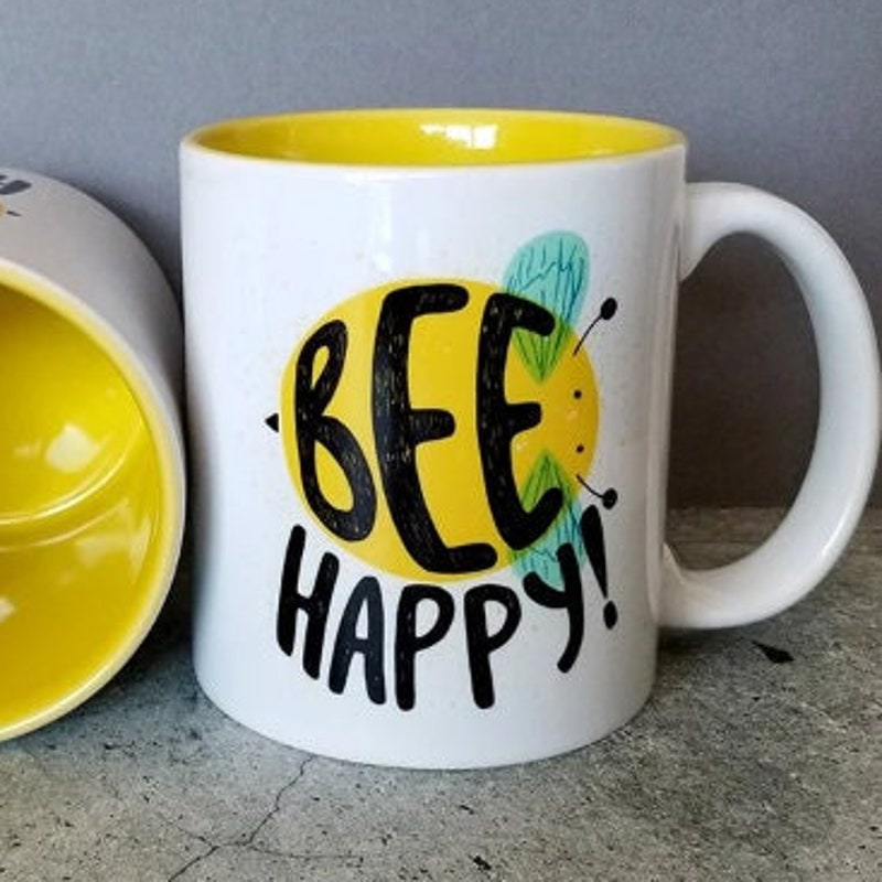 Bee Happy Mug - Etsy