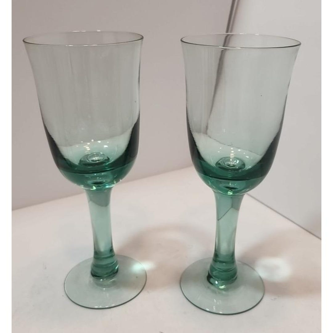 Vtg 2 La Mediterranea Spanish Green Hand Blown Recycled Wine/water ...
