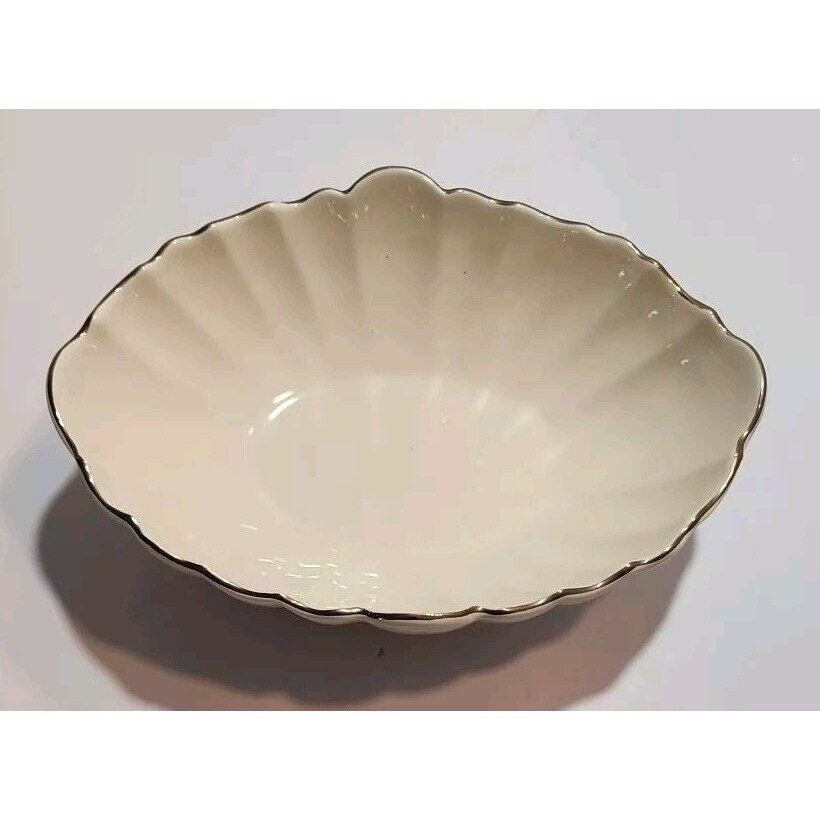 Vtg Teleflora Scalloped Ribbed Shell Gold Rim Footed Bowl Made in Japan ...