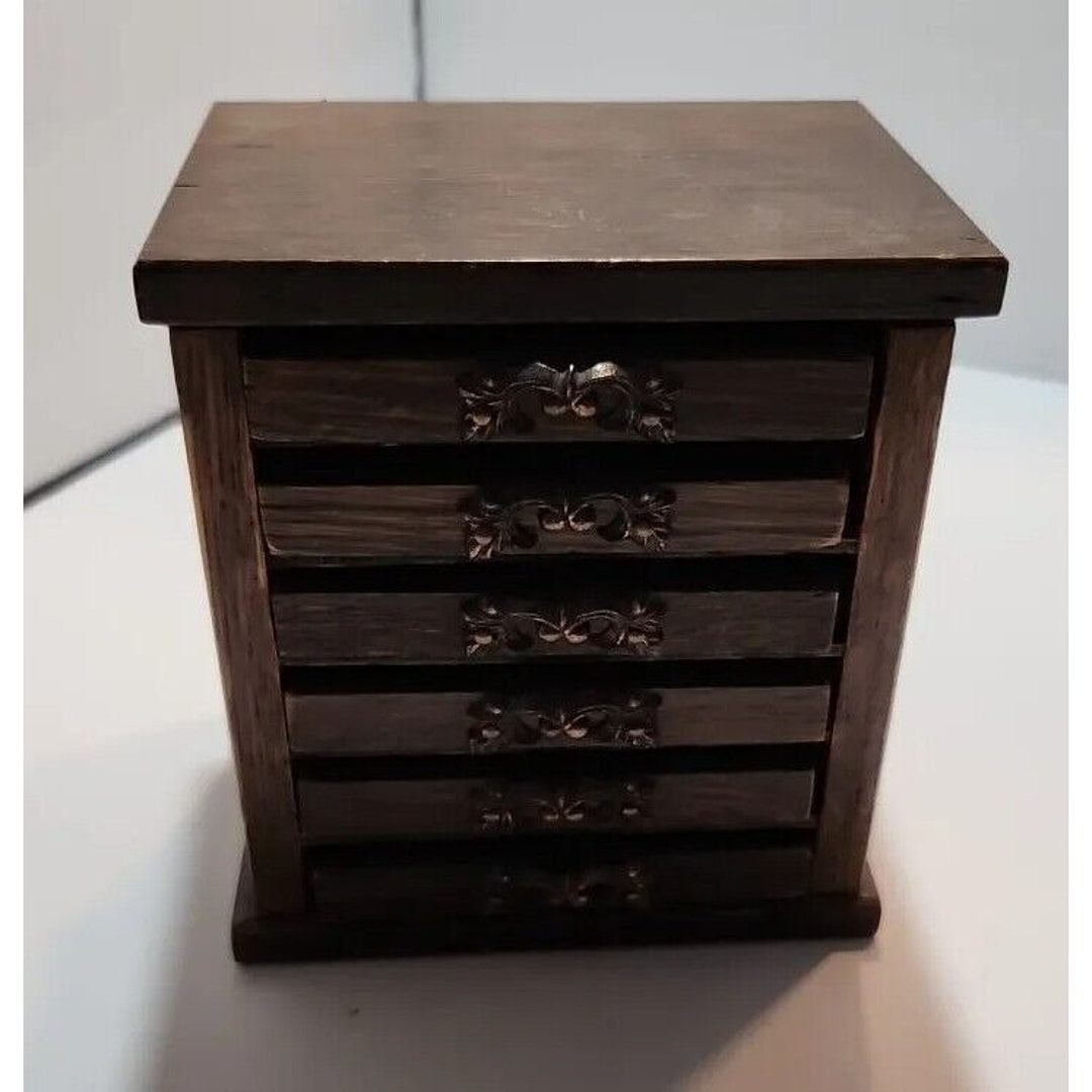 Set of 6 Brown Chest of Drawers Coasters W/ornate Pulls 5.25 Tall by 5 ...