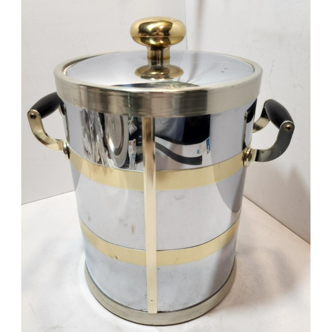 Vintage Kraftware Two-toned Chrome & Brass Ice Bucket W/insulated ...