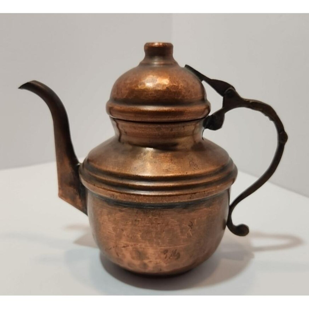 Antique Demitasse Copper Teapot/tea Kettle With Hinged Lid Primitive ...