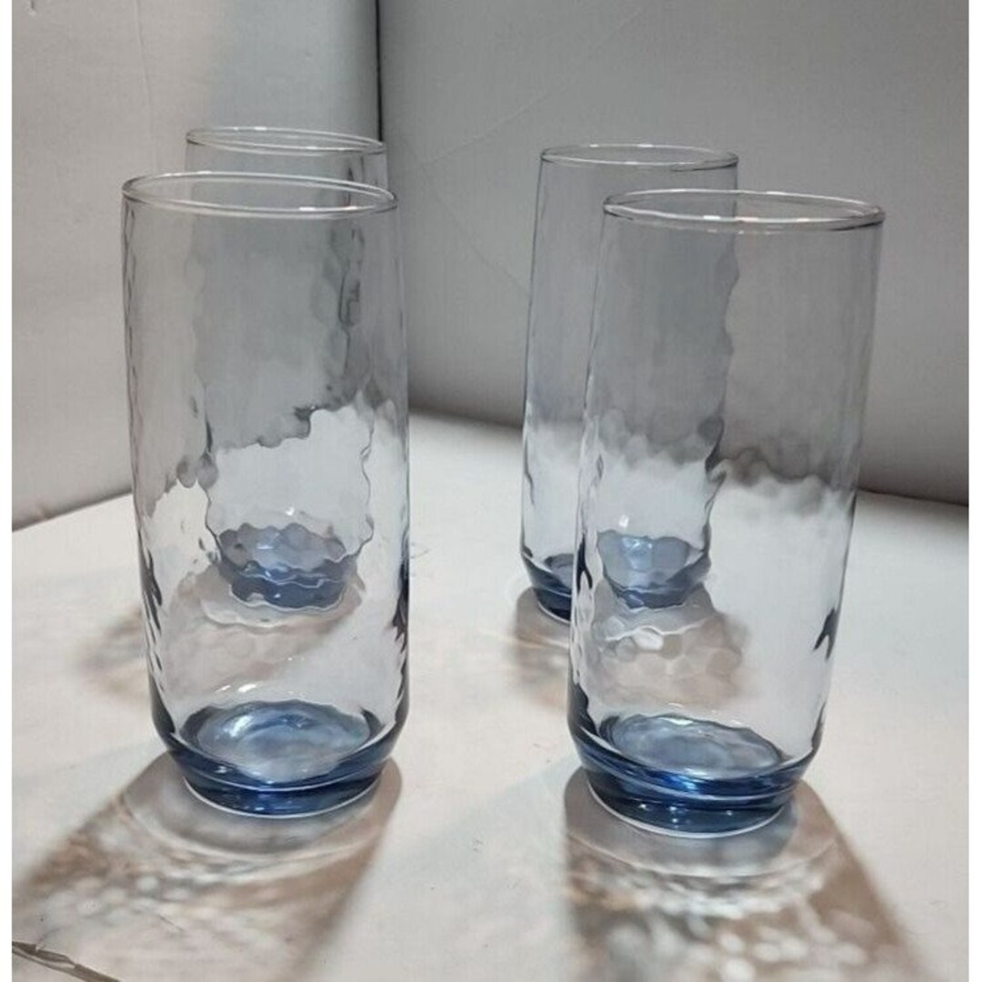 Vtg Retro Light Blue Pebble Glasses Set of 4 Iced Tea Tumblers - Etsy