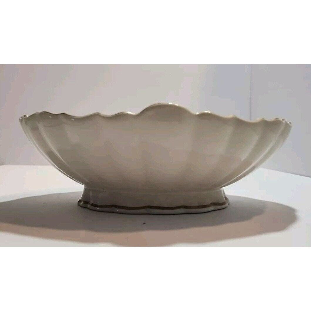 Vtg Teleflora Scalloped Ribbed Shell Gold Rim Footed Bowl Made in Japan ...