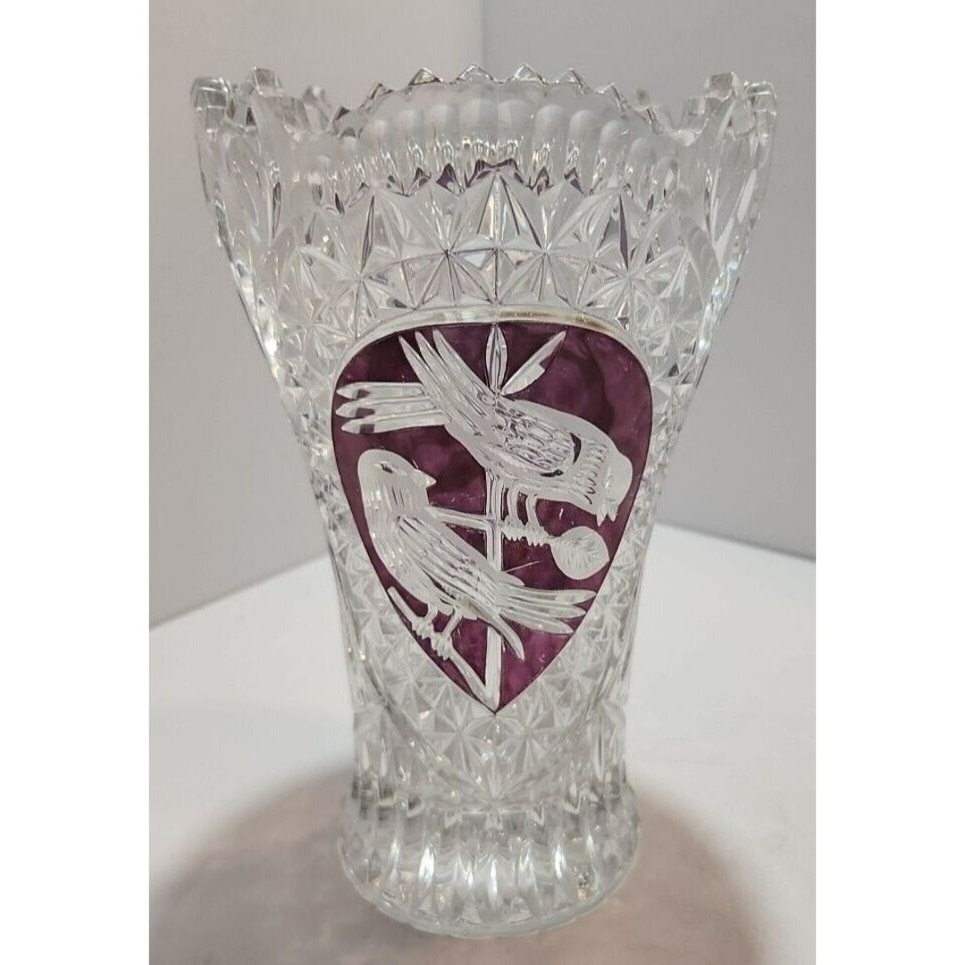 Vintage Hofbauer Byrdes Ruby Red Birds Lead Crystal Vase - Etsy